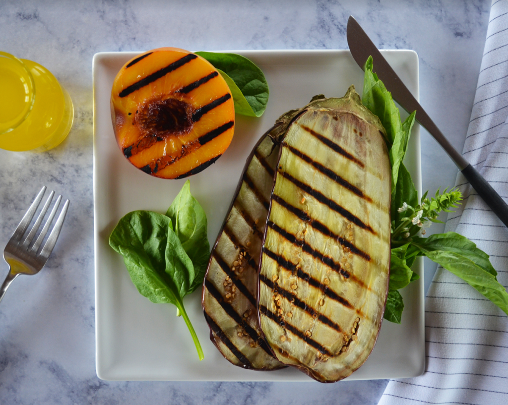 Grilled Eggplant & Peaches - Veg Out with Recipe for Success